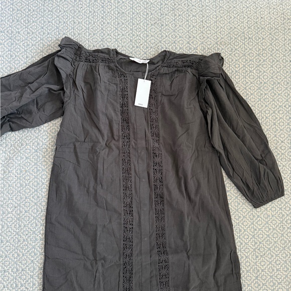 Mango | Dresses | Mango Gray Lacedetail Blouse | Poshmark